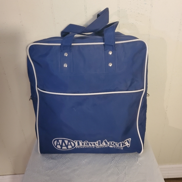 Vintage | Bags | Vintage Aaa Carryon Travel Bag Blue White Zipper ...